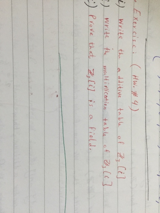 Solved Write the additive table of Z_3[i] Write the | Chegg.com
