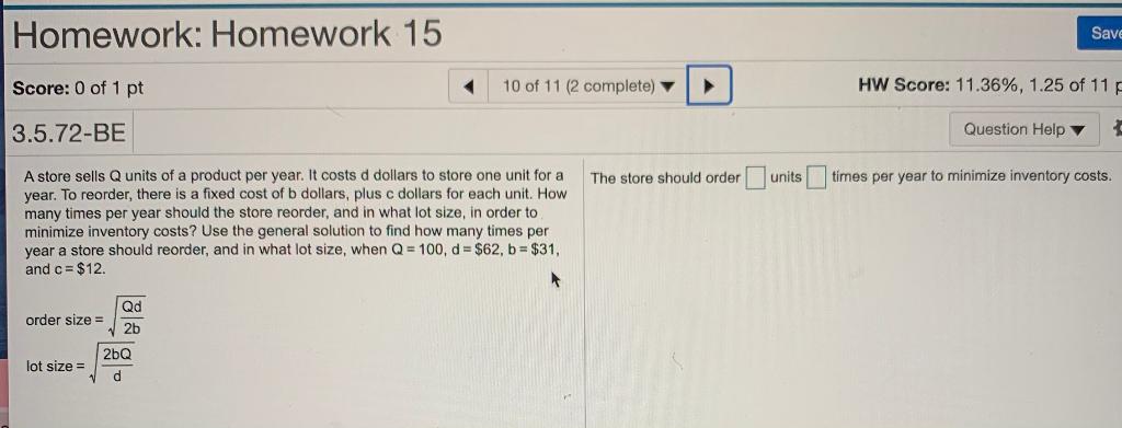 Solved Homework Homework 15 Save Score 0 Of 1 Pt 10 Of 11