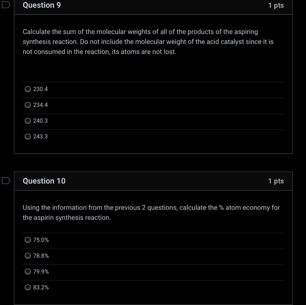 Solved Calculate the sum of the molecular weights of all of | Chegg.com
