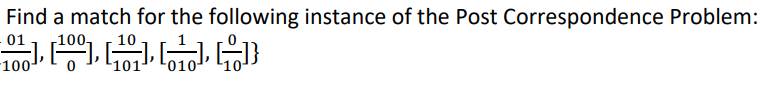 Solved Find a match for the following instance of the Post | Chegg.com