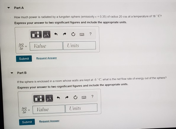 Solved Part A How much power is radiated by a tungsten | Chegg.com