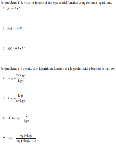 Solved For problems 1-3, write the inverse of the | Chegg.com