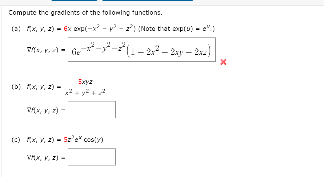 Solved Compute the gradients of the following functions. (a) | Chegg.com