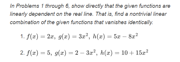 Solved In Problems 1 through 6, show directly that the given | Chegg.com