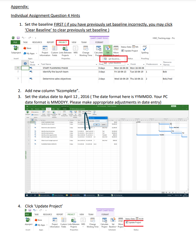 Submission: Updated MS Project file as mentioned in | Chegg.com