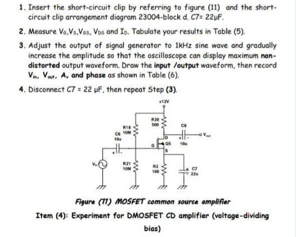 Solved 1. Insert the short-circuit clip by referring to | Chegg.com