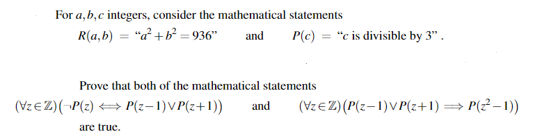 Solved For a,b,c integers, consider the mathematical | Chegg.com