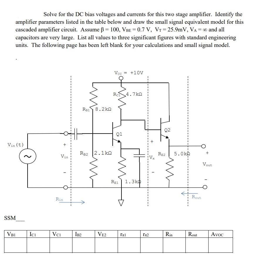 Solved Solve for the DC bias voltages and currents for this | Chegg.com
