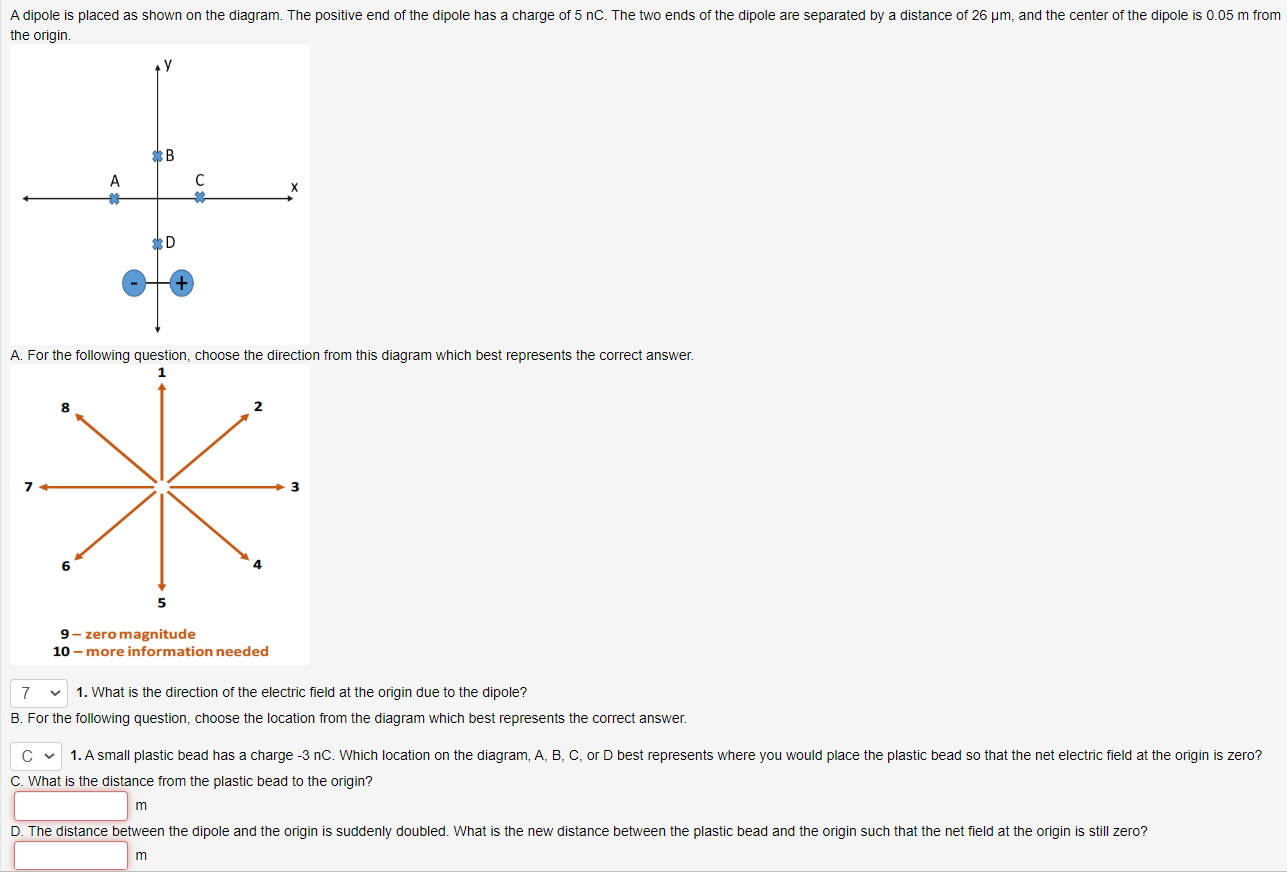 Solved 1. What is the direction of the electric field at the | Chegg.com