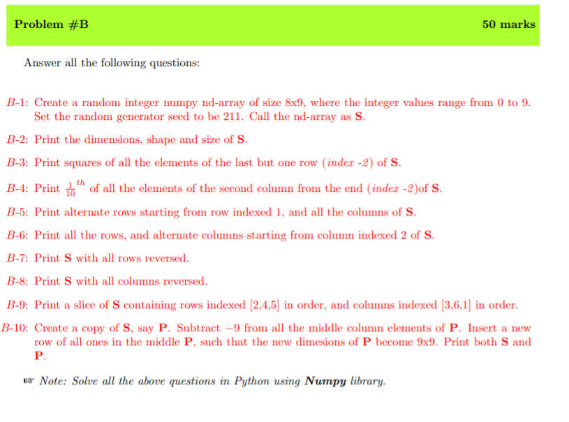 Solved Problem #B 50 marks Answer all the following | Chegg.com