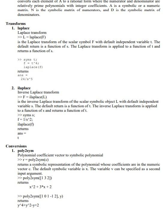 Solved INTRODUCTION TO SYMBOLIC MATH TOOLBOX OBJECTIVES To | Chegg.com