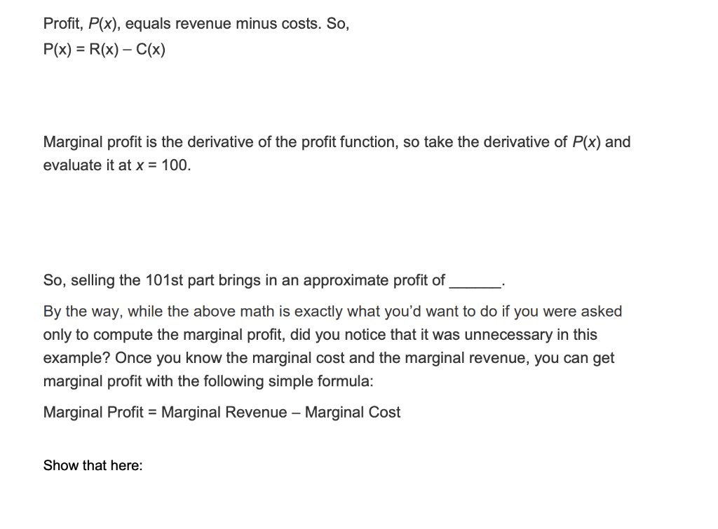 Profit, P(x), equals revenue minus costs. So, P(x) = | Chegg.com