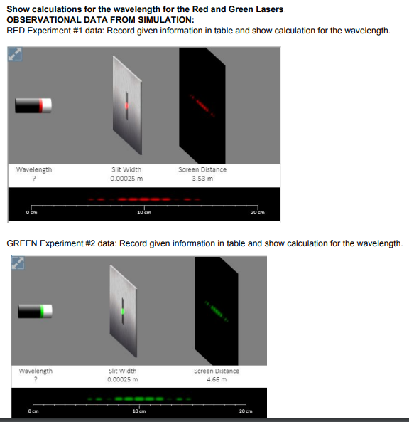 Solved Show calculations for the wavelength for the Red and | Chegg.com