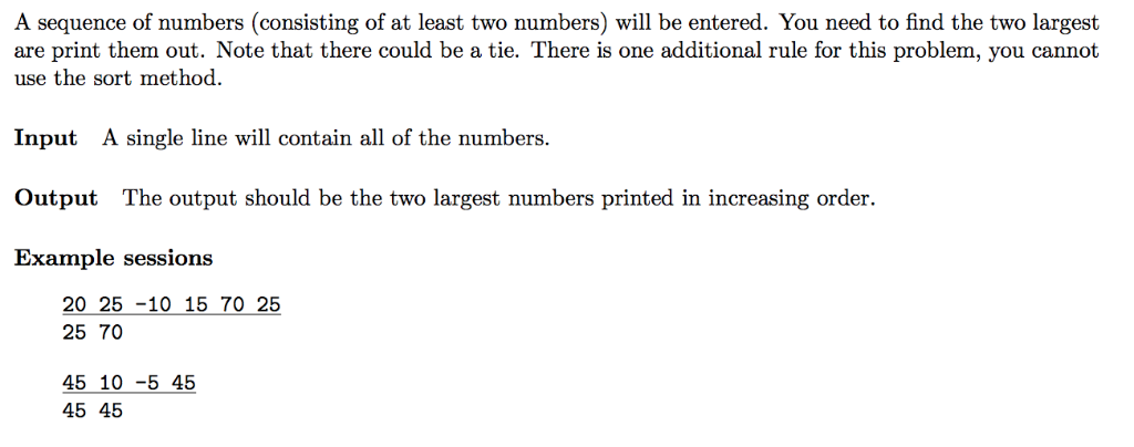 Solved A sequence of numbers (consisting of at least two | Chegg.com