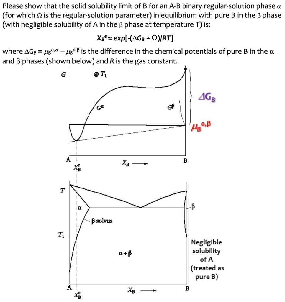 Solved Please show that the solid solubility limit of B for | Chegg.com
