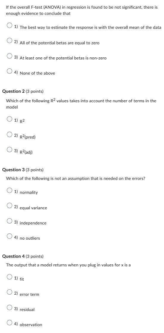 Solved If the overall F-test (ANOVA) in regression is found | Chegg.com