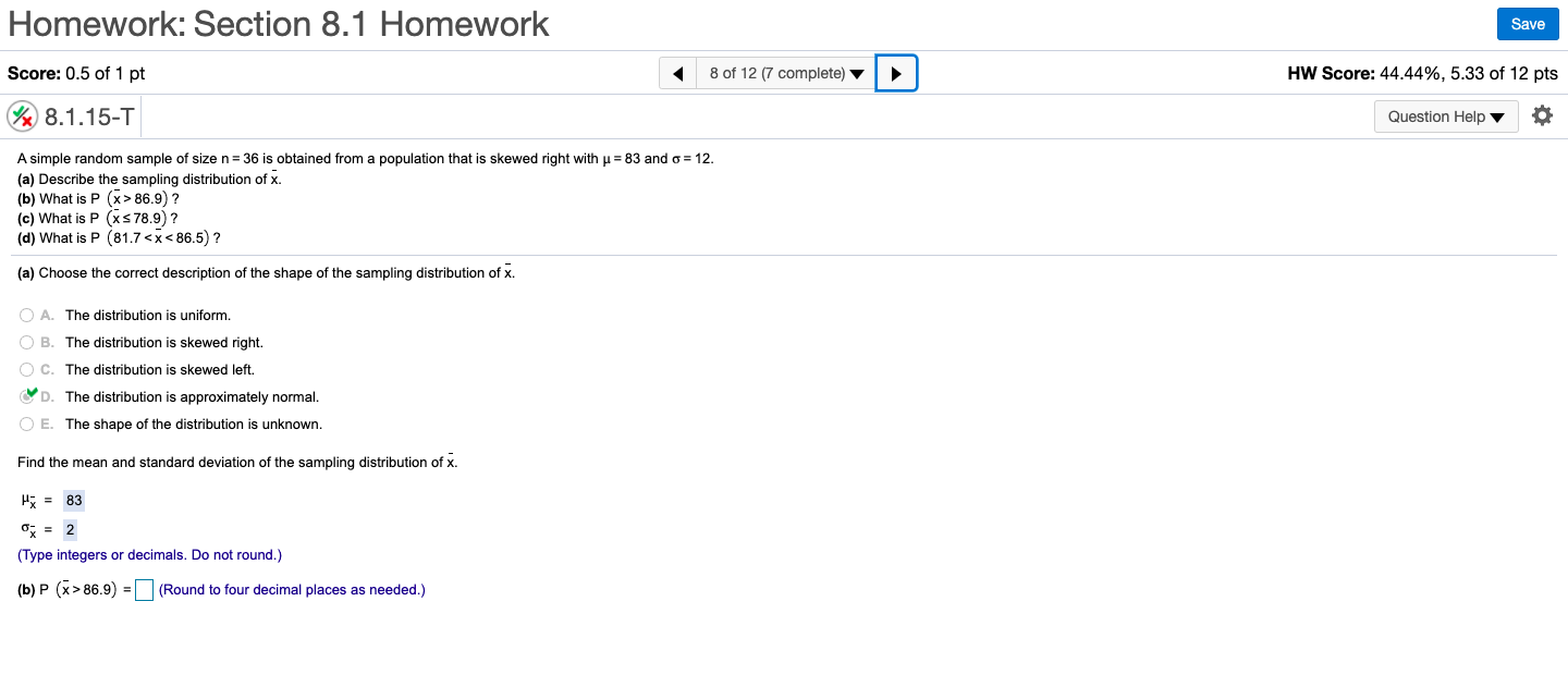 Solved Homework Section 8 1 Homework Save Score 0 5 Of 1