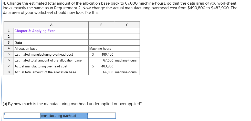 Solved Chapter 3: Applying Excel Data Allocation base | Chegg.com