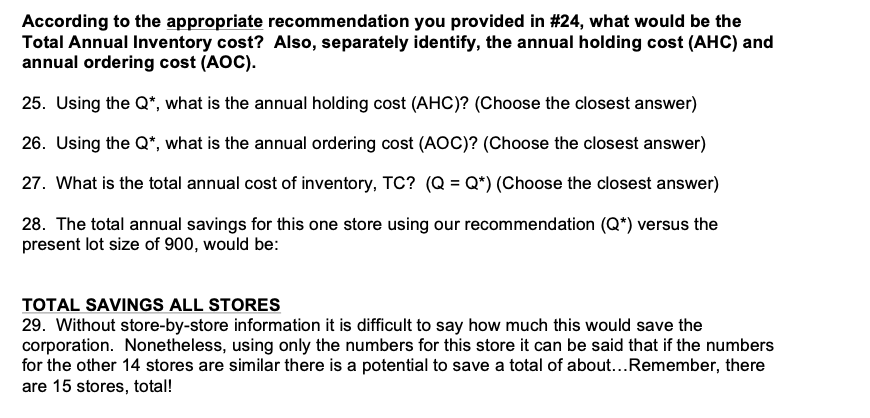 Solved Economic Order Quantity Exercise (25 Points) SCM 300 | Chegg.com