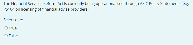 Solved The Financial Services Reform Act is currently being | Chegg.com