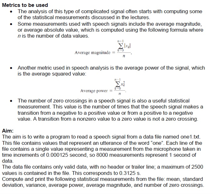 Solved Speech Signal Analysis A Speech Signal Is An