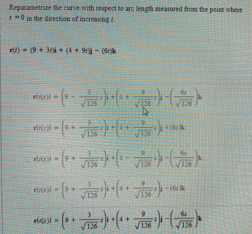 Solved Reparametrize the curve with respect to arc length | Chegg.com