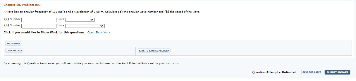 Solved Chapter 16, Problem 003 A wave has an angular | Chegg.com