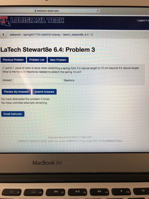Solved webwork.latech.edu EF LLOUISIANA TECH Logged ina | Chegg.com