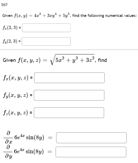 Solved 567 Given f(x, y) = 4x2 + 3xy + 5y", find the | Chegg.com