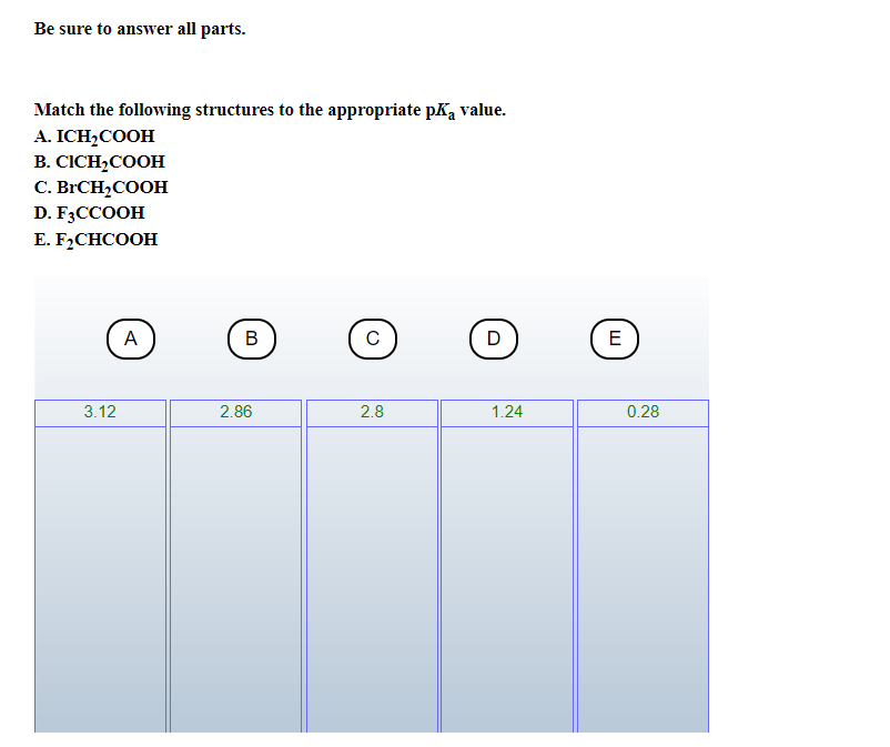 Solved Be sure to answer all parts. Match the following | Chegg.com