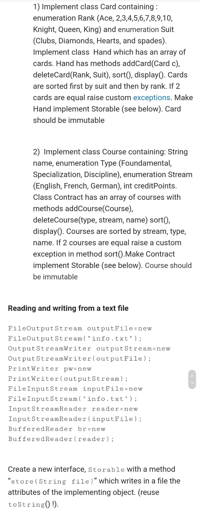 Solved 1) Implement class Card containing : enumeration Rank | Chegg.com