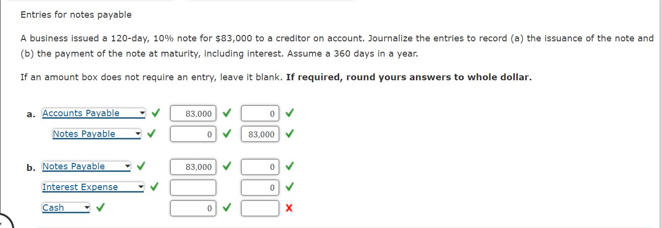 Solved Entries for notes payableA business issued a 120-day, | Chegg.com