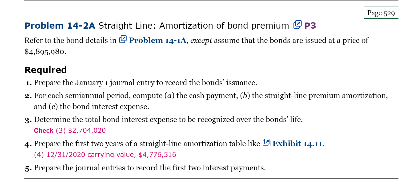 Solved Page 529 Problem 14-2A Straight Line: Amortization of | Chegg.com