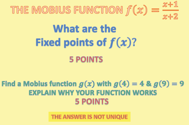 Solved x+1 x+2 THE MOBIUS FUNCTION F(x) What are the Fixed | Chegg.com