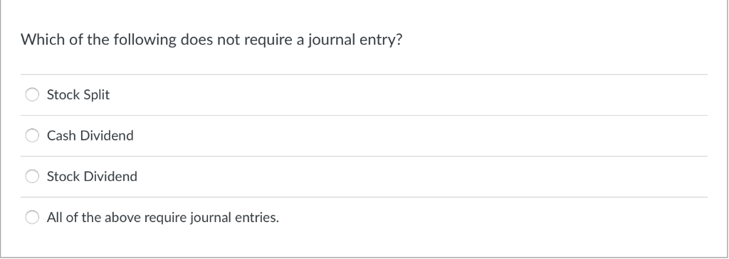 Solved Which of the following does not require a journal | Chegg.com