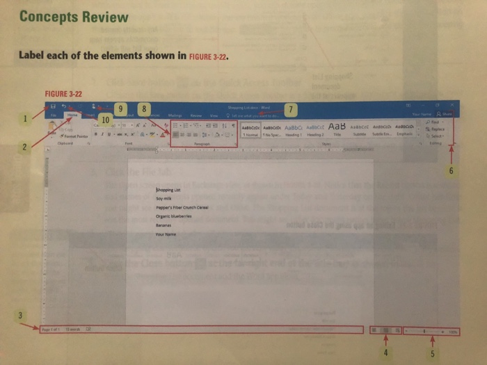 Solved Concepts Review Label each of the elements shown in | Chegg.com