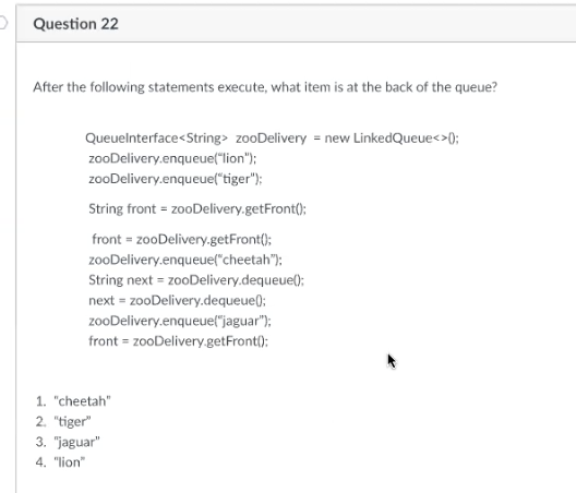 Solved Question 22 After the following statements execute, | Chegg.com