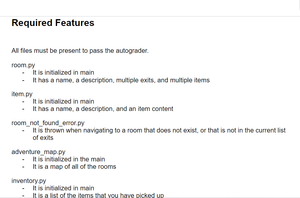 RPG Escape Room Game in Python. Must pass test case | Chegg.com