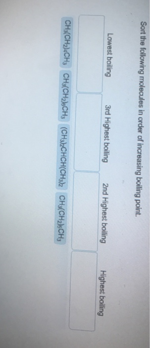 Solved Sort the following molecules in order of increasing | Chegg.com
