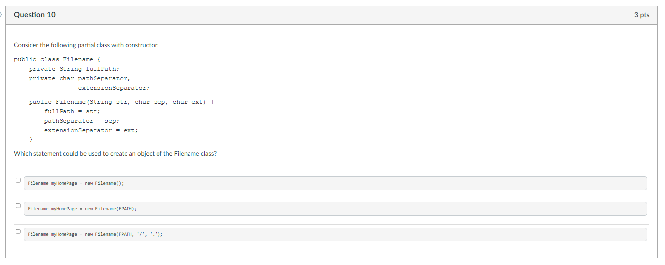 Solved Question 10Consider the following partial class with | Chegg.com