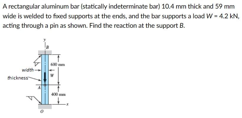 Solved A rectangular aluminum bar (statically indeterminate | Chegg.com