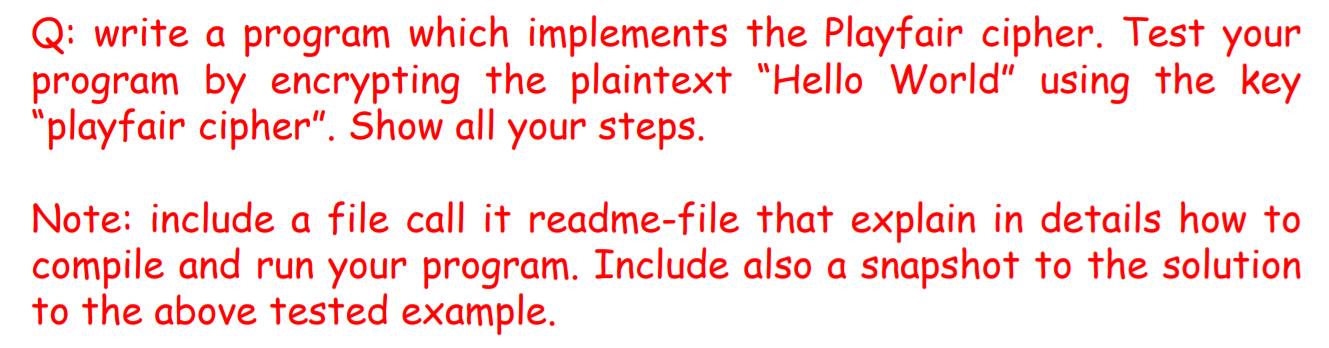 Solved Q Write A Program Which Implements The Playfair 