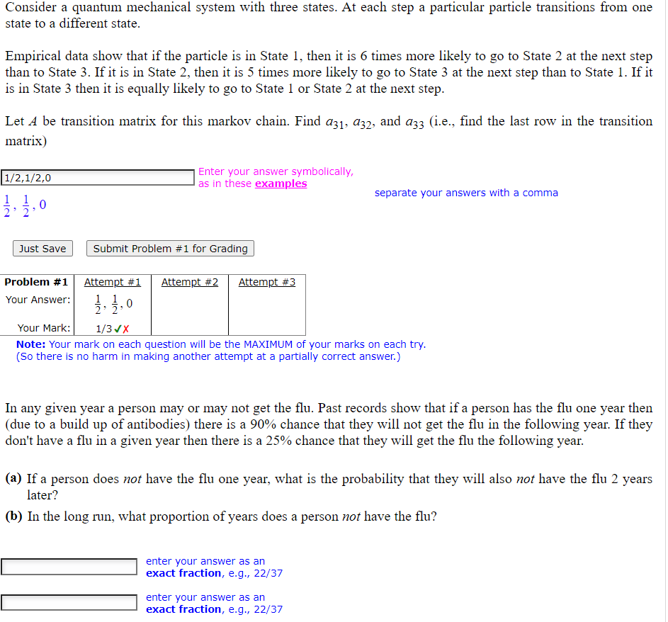 Solved Consider a quantum mechanical system with three | Chegg.com