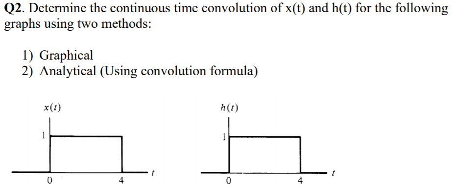 Solved Q2. Determine the continuous time convolution of x(t) | Chegg.com