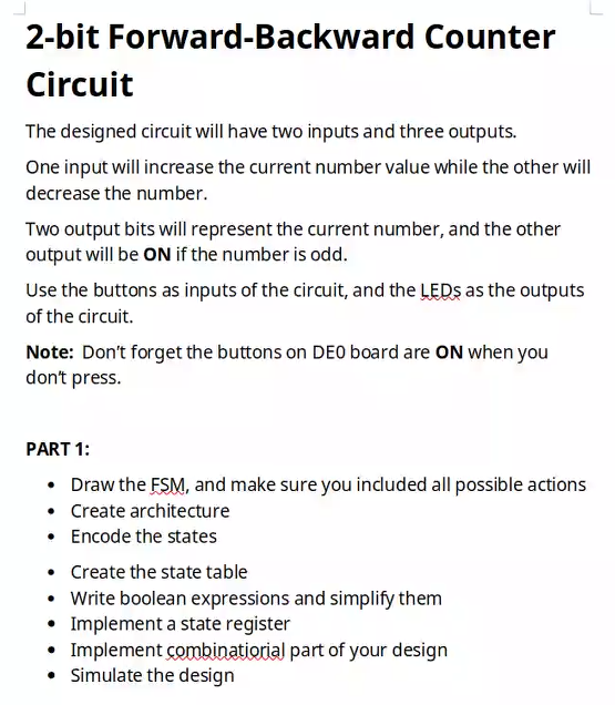 Solved 2-bit Forward-Backward Counter Circuit The designed | Chegg.com