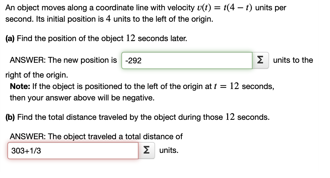 An object moves along a coordinate line with velocity | Chegg.com