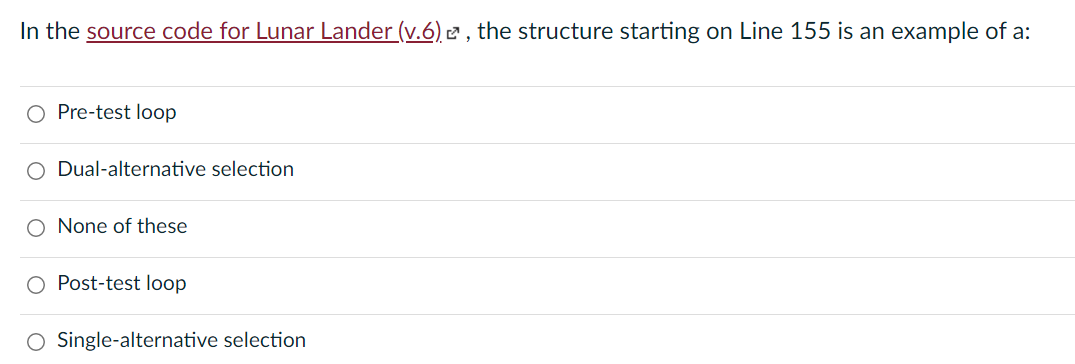 Solved In the source code for Lunar Lander (v.6) c, the | Chegg.com
