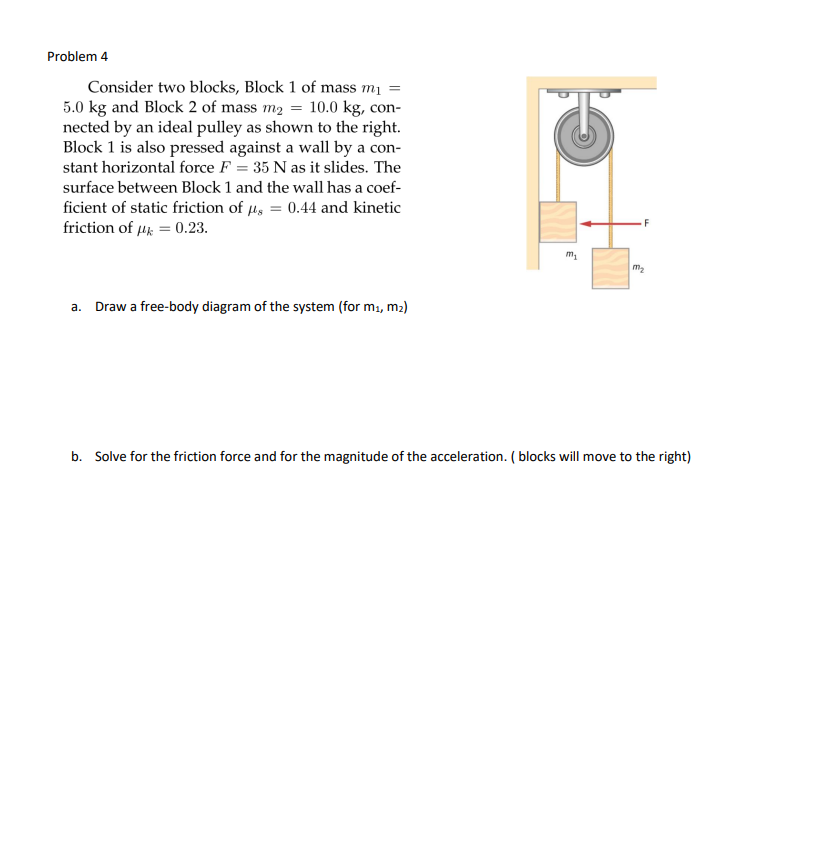 Solved Problem 4 Consider two blocks, Block 1 of mass mi = | Chegg.com