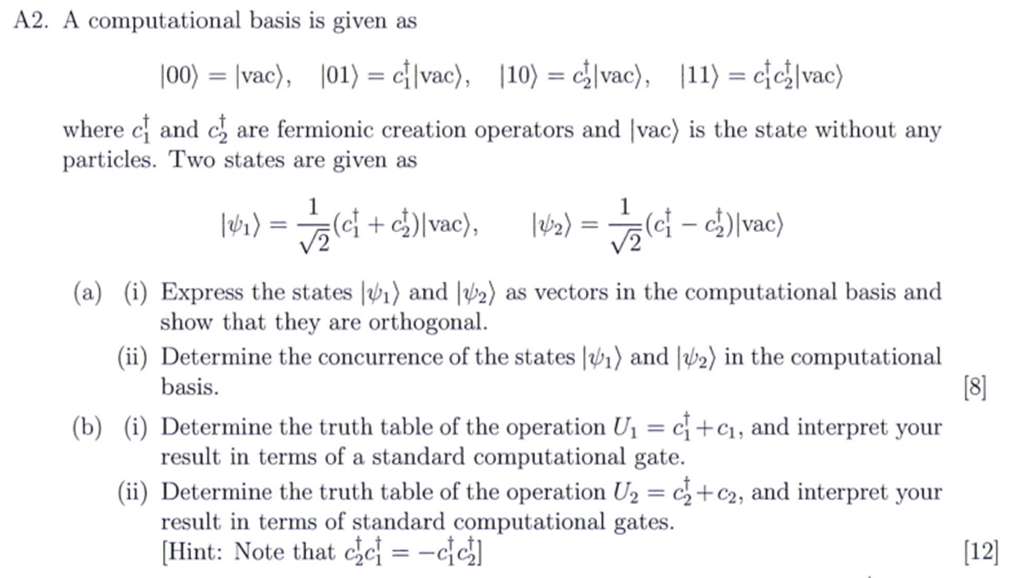 Solved A2. A computational basis is given as \\[ | Chegg.com