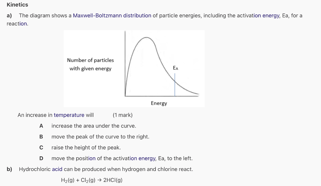 Solved Kinetics a) The diagram shows a Maxwell-Boltzmann | Chegg.com